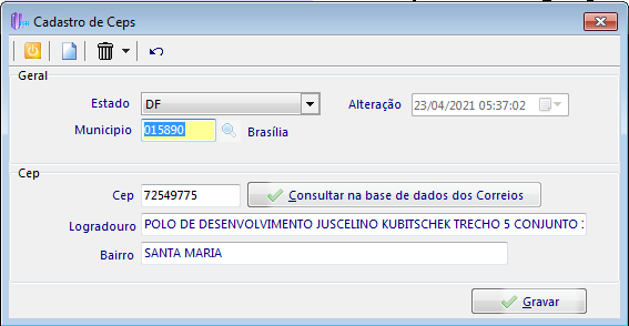 Cadastro de CEPs – Suporte
